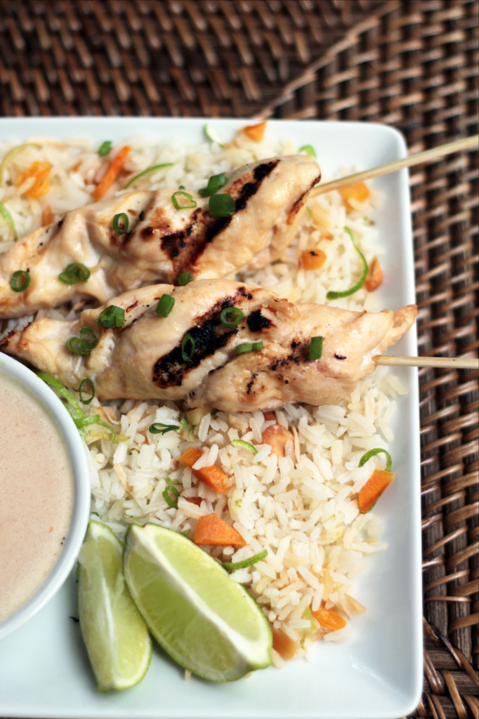 Chicken Satay with Coconut and Mango Jasmine Rice
